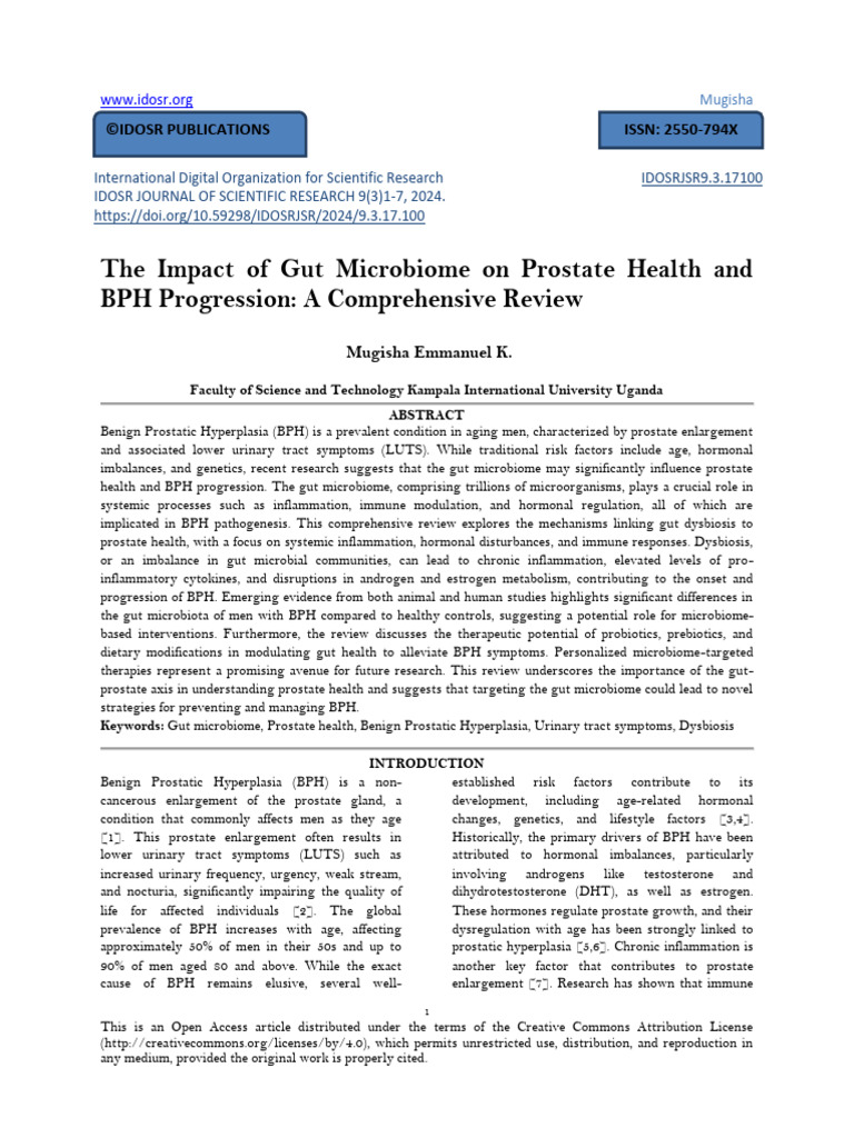 The Impact of Gut Microbiome On Prostate Health and BPH Progression: A ...