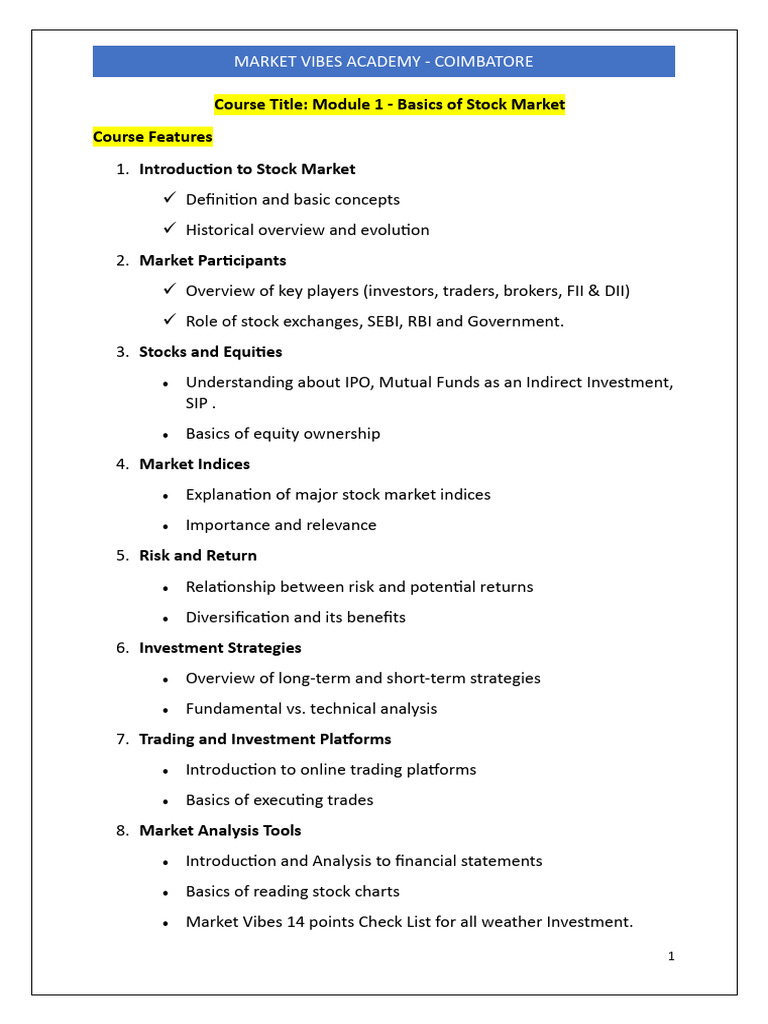 KV - Stock Market 2024 COURSE FEATURES & OUTCOMES | PDF | Greeks ...