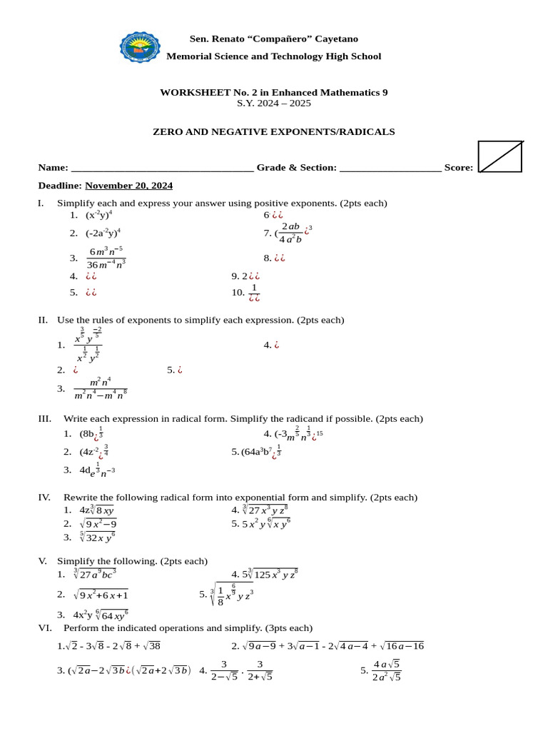 Worksheet-2 | PDF | Mathematics