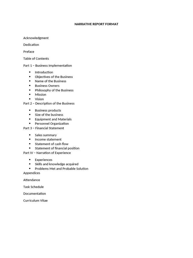 Business Narrative Report Guide | PDF