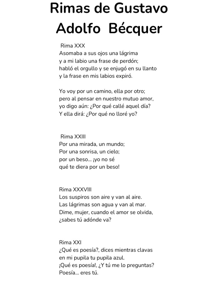 Poemas de Gustavo Adolfo Becquer | PDF | Poesía