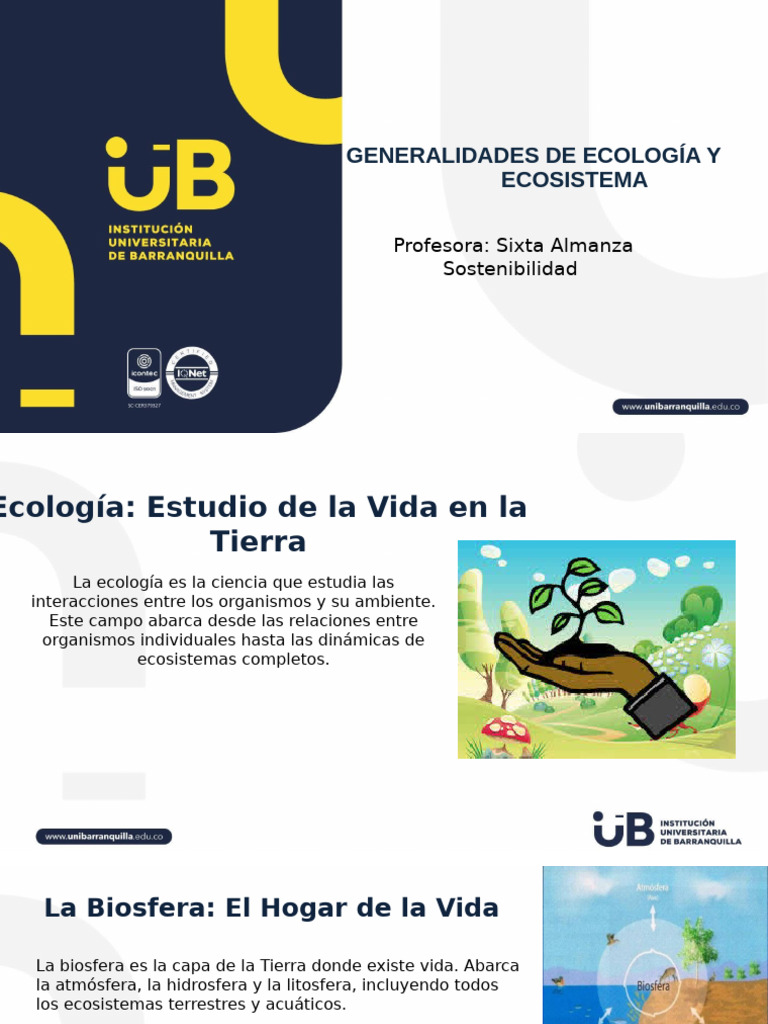 GENERALIDADES DE ECOLOGÍA IUB - CC | PDF | Ecología | Ecosistema