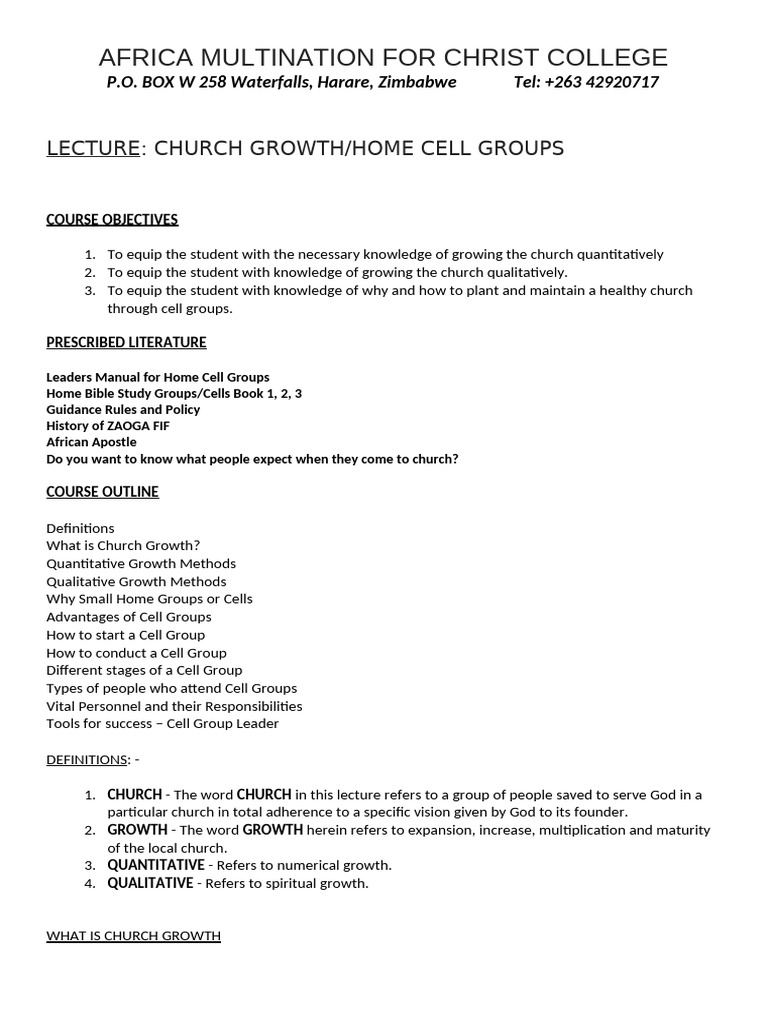 Church Growth Lecture (Rev. E. Chizeya) | PDF | Jesus | Gospel Of Matthew