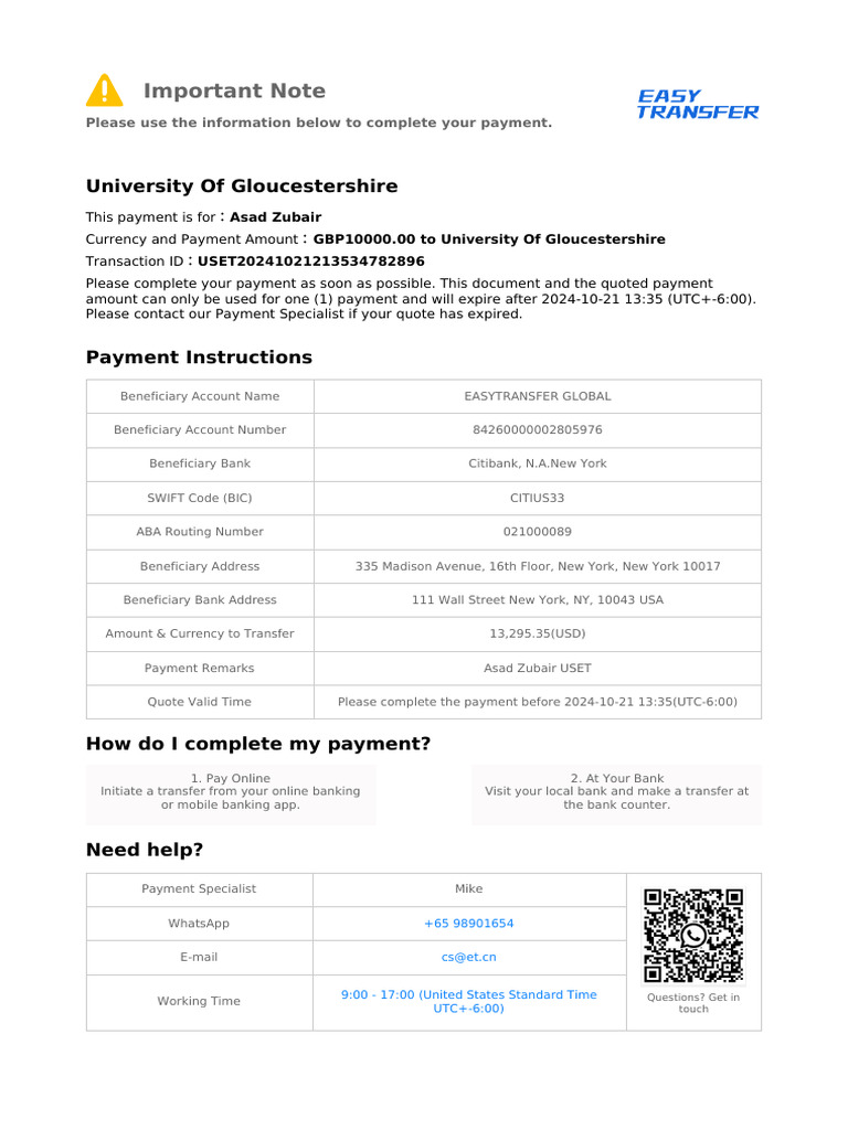 University Payment Instructions | PDF