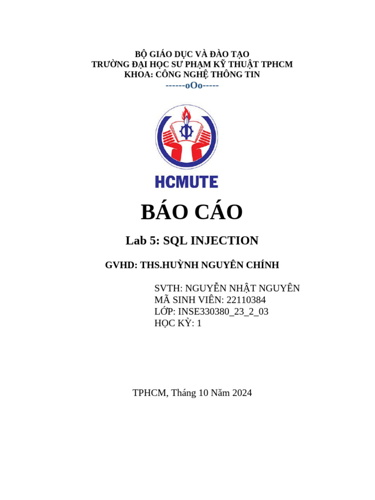 NguyenNhatNguyen Lab5 SQLi | PDF