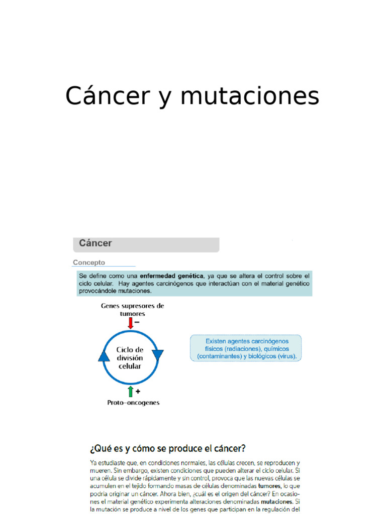 Cáncer y Mutaciones | PDF | Cáncer | Mutación