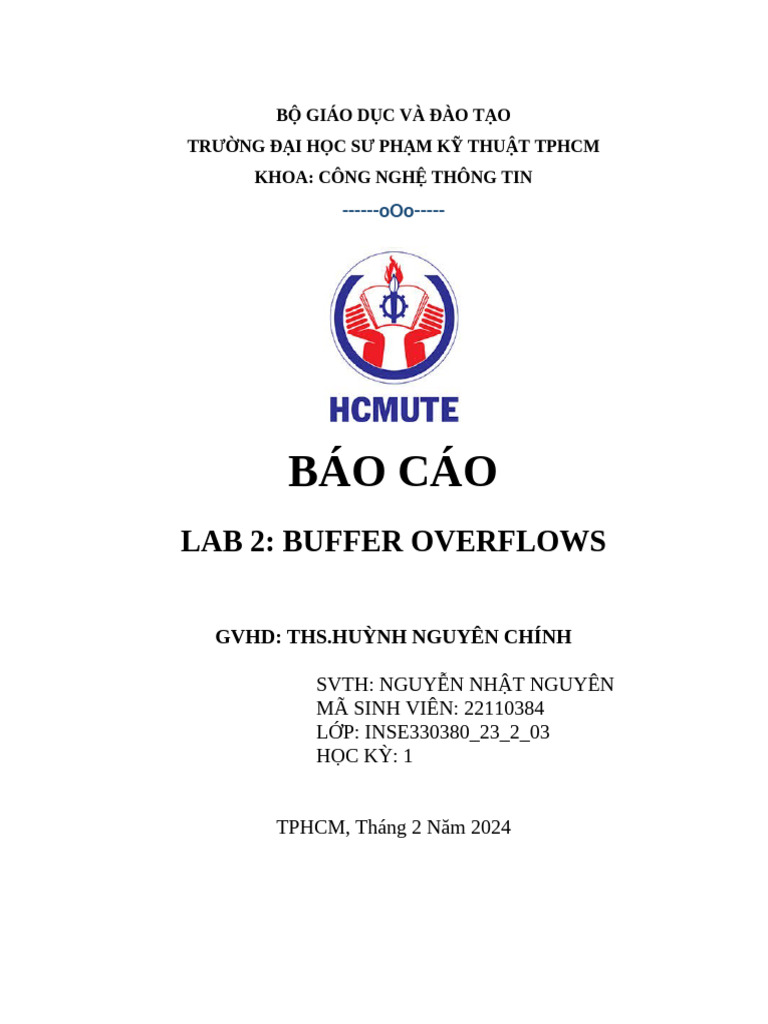Lab 2. Buffer Overflow New | PDF