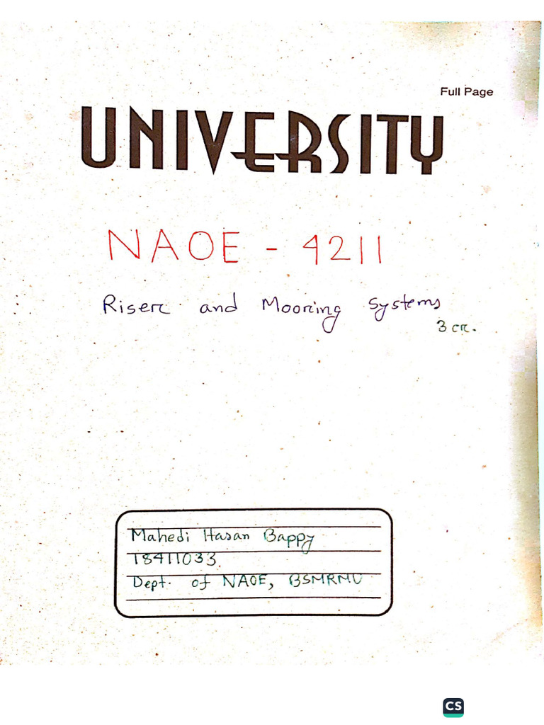 NAOE 4211 ClassNote by Bapmi | PDF