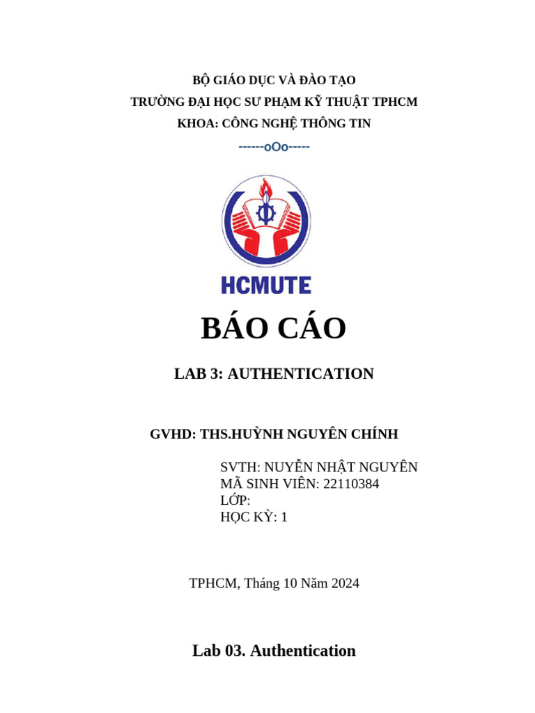 NguyenNhatNguyen Lab3 Authentication | PDF