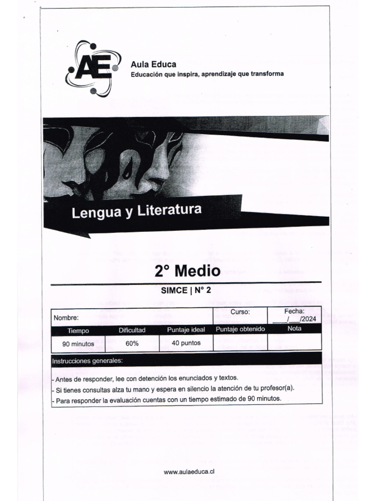 Ensayo #2 Simce Lengua y Literatura (2º Medio) | PDF