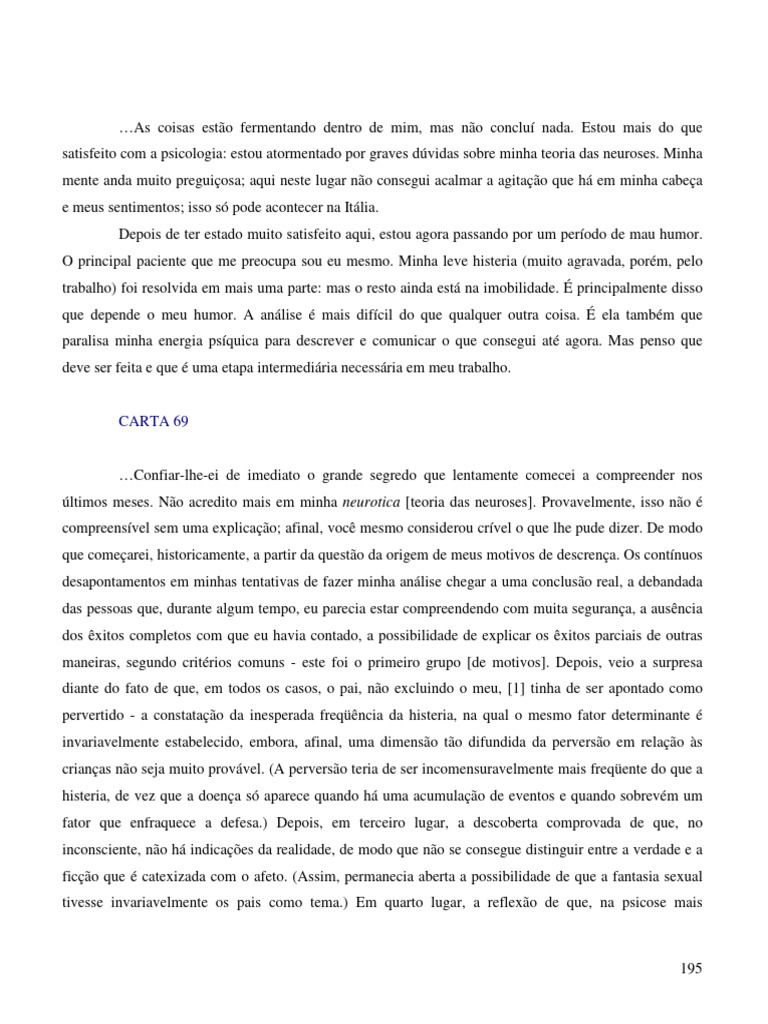 CARTA 69 Freud Sigmund Obras Completas Imago Vol 01 1886 1889 | PDF | Mente inconsciente ...