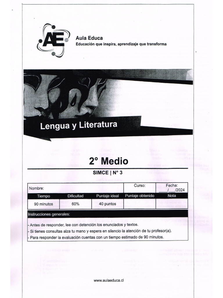 Ensayo #3 Simce Lengua y Literatura (2º Medio) | PDF