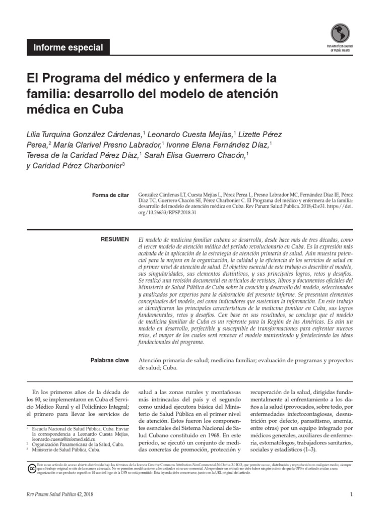 El Programa Del Medico y Enfermera de La Familia D | PDF | Cuba ...