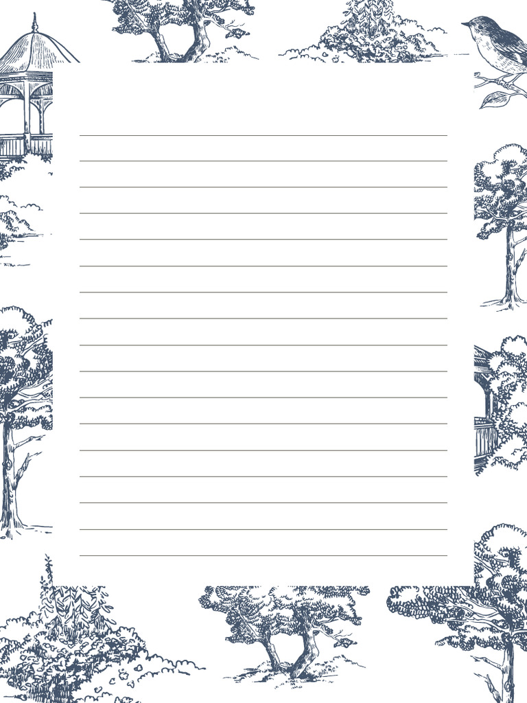 Vintage Elegant Floral Notes Page Border | PDF