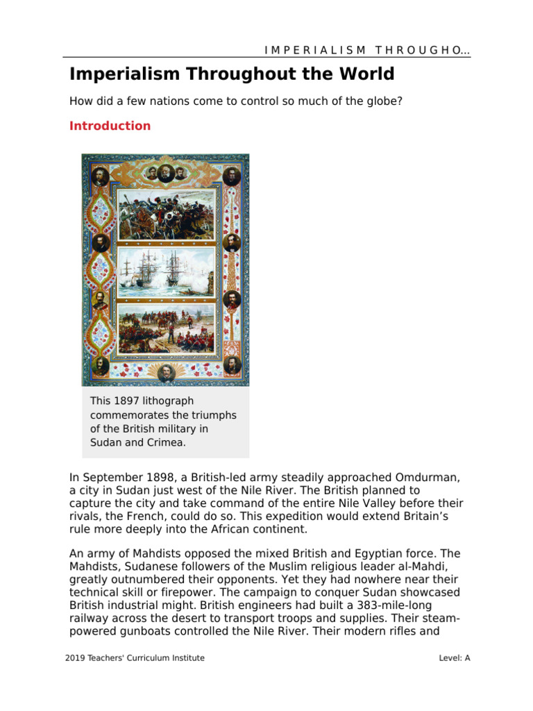Imperialism Reading Material | PDF | Imperialism | British Empire