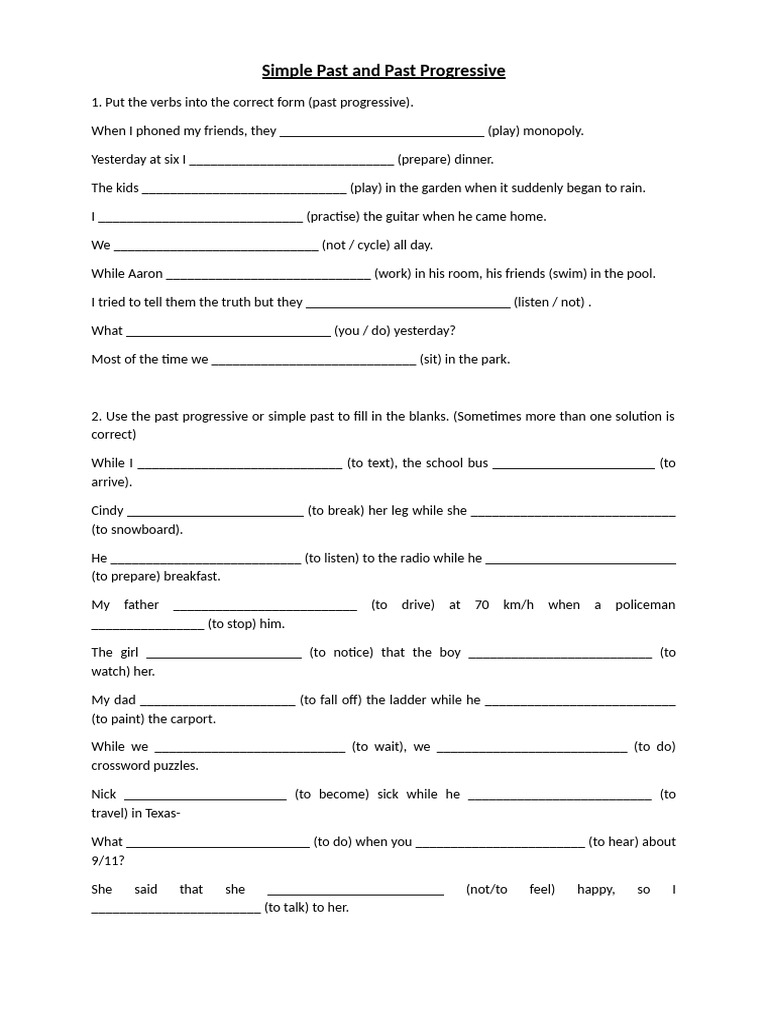 Simple Past and Past Progressive | PDF