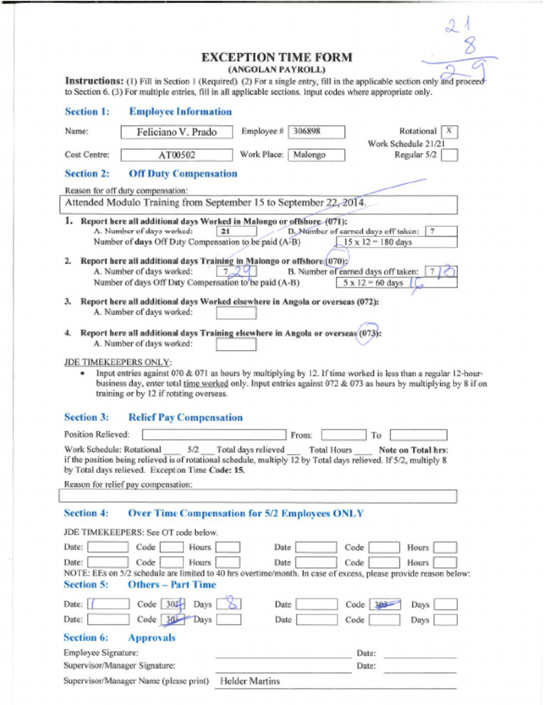 Exception Time Fill | PDF