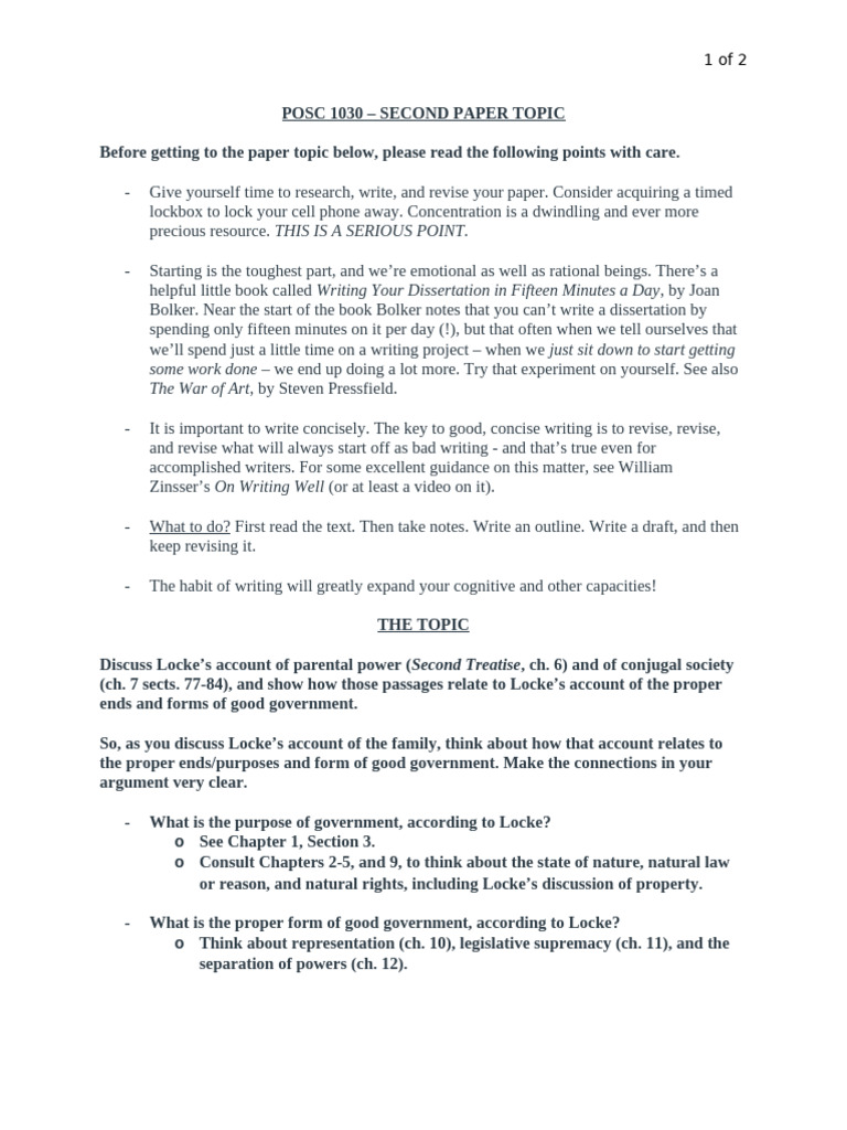 Second Essay Topic | PDF | John Locke