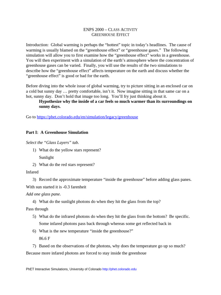 Greenhouse Effect Simulation | PDF | Greenhouse Effect | Greenhouse Gas