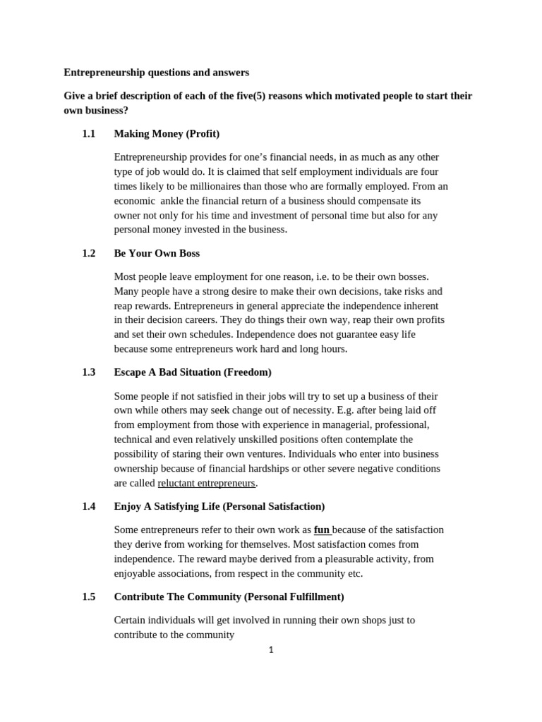 Entrepreneurship Questions and Answers | PDF | Franchising | Strategic Management