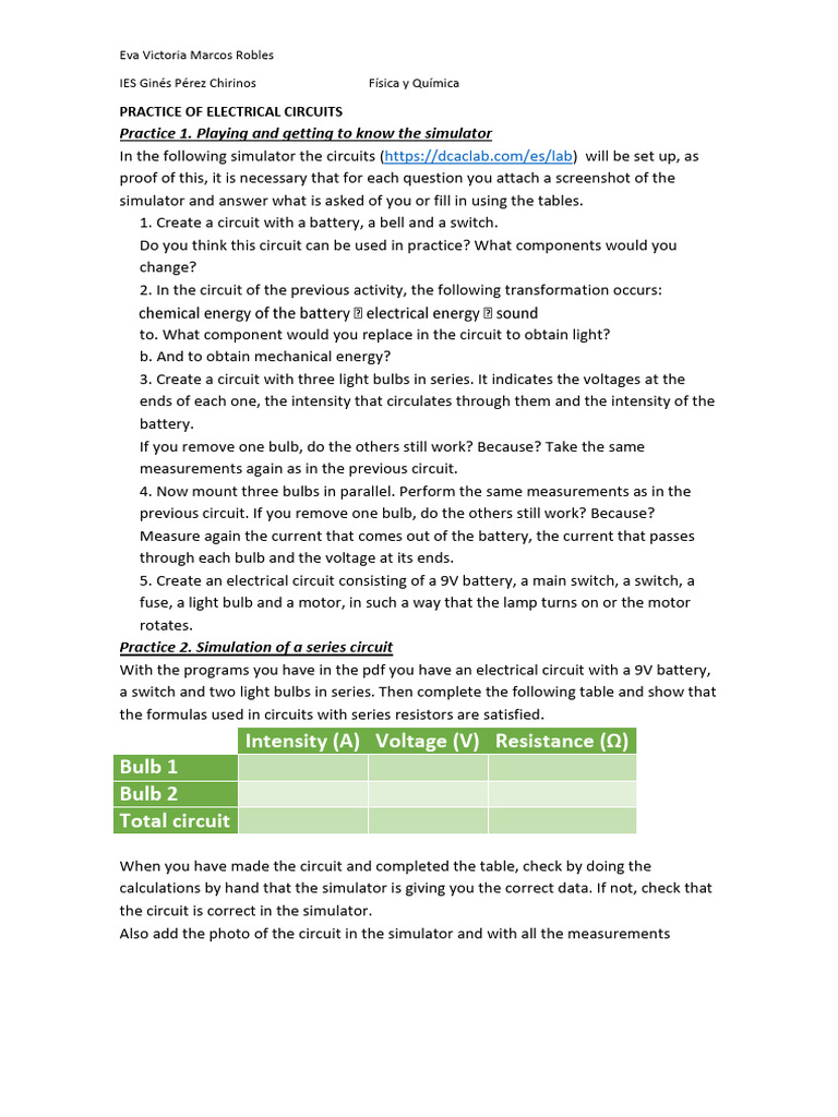 Electric Circuits Practice | PDF | Series And Parallel Circuits ...