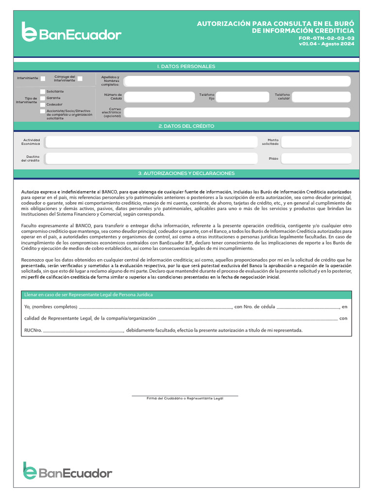 Autorización para Consulta de Buró de Crédito | PDF | Bancos | Crédito