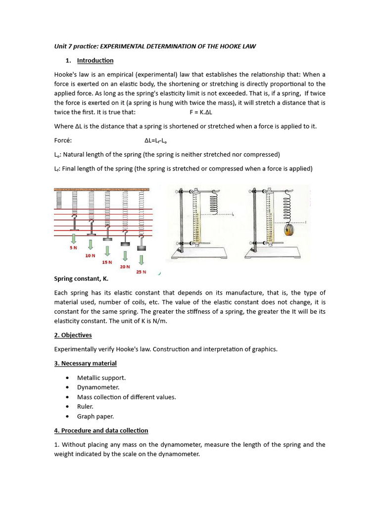 Hooke Law Experiment | PDF | Elasticity (Physics) | Force