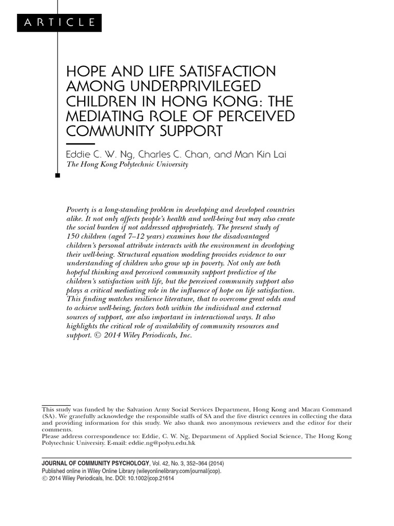 JCOP_Hope and LS | PDF | Hope | Psychology