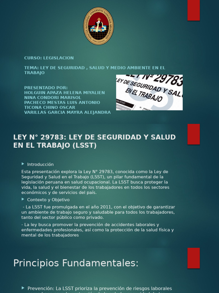 Diapos Legisl | PDF | Seguridad y salud ocupacional | Derecho laboral