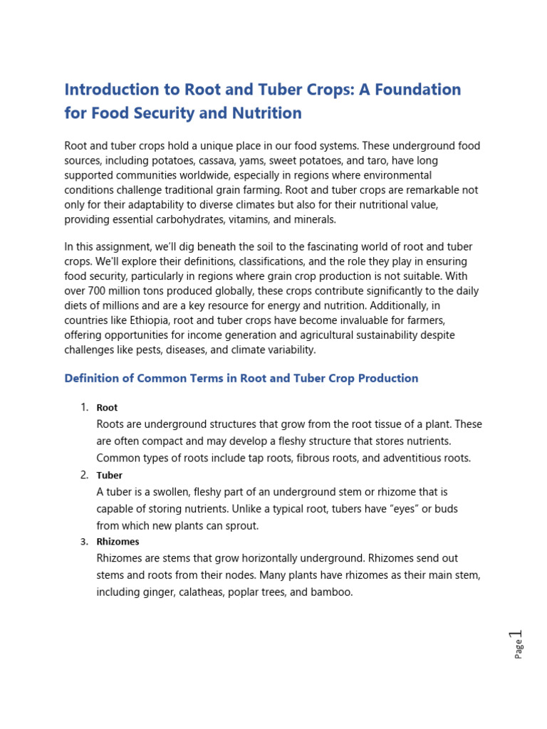 Introduction To Root and Tuber Crops | PDF | Agriculture | Potato