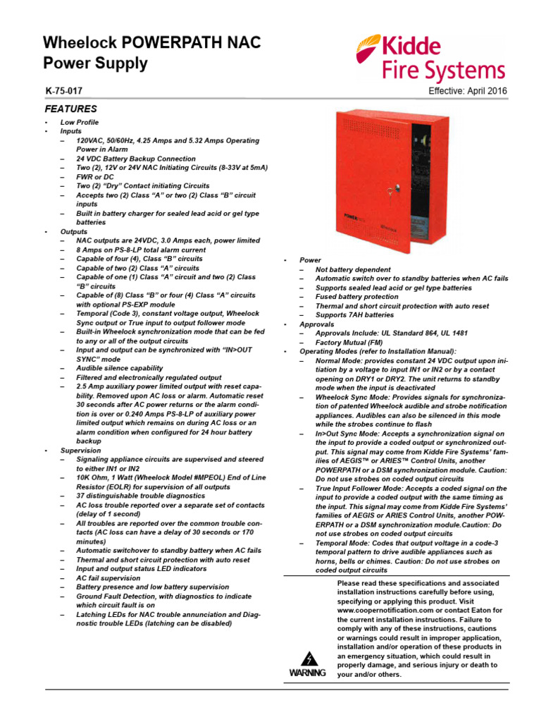 K-75-017 - Powerpath NAC Power Supply | PDF | Power Supply | Electrical ...