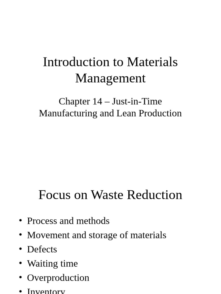 14 Just-in-Time Manufacturing and Lean Production | PDF