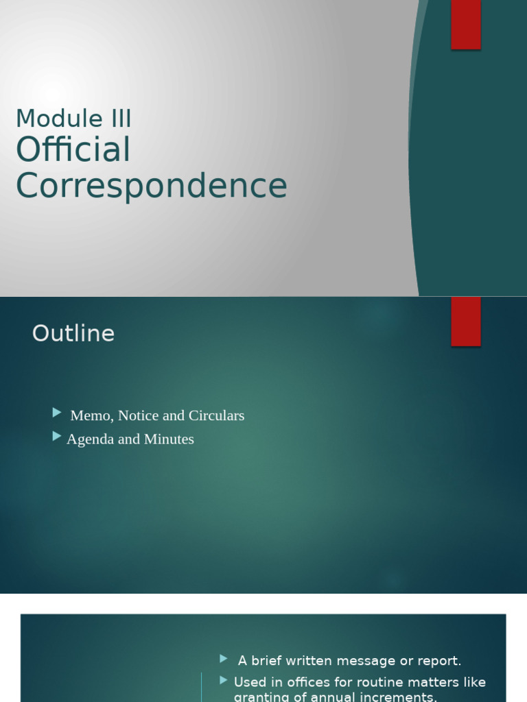 Module 3. Official Correspondence | PDF | Memorandum | Business