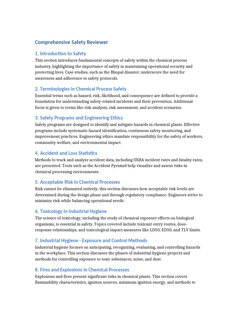 Comprehensive Safety Reviewer | PDF | Occupational Hygiene | Risk