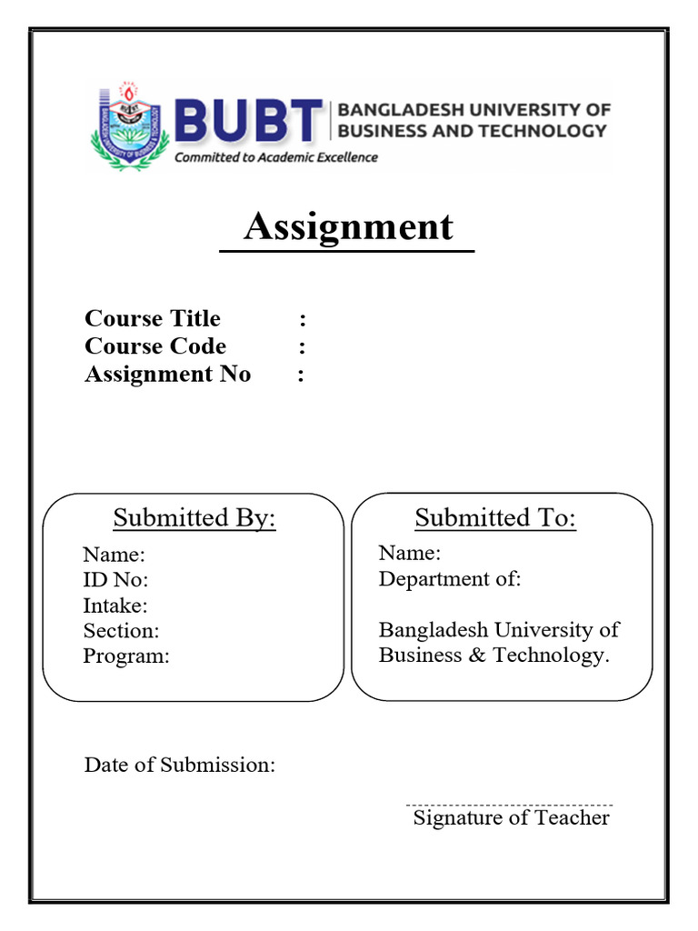 BUBT Assignment Cover Page Template | PDF | Business