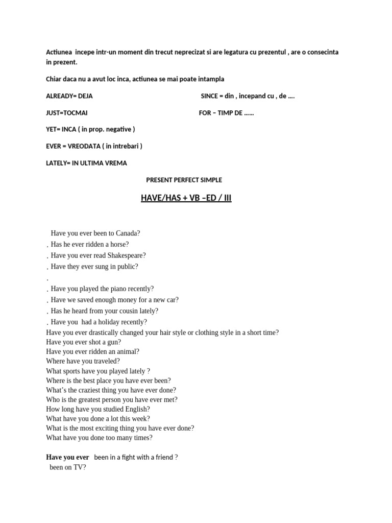 PRESENT PERFECT | PDF | Grammar | Linguistics