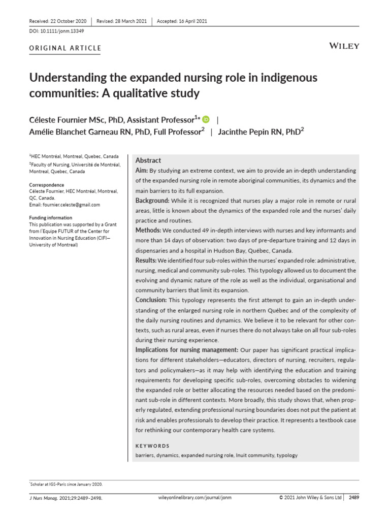 J Nursing Management - 2021 - Fournier - Understanding the expanded ...