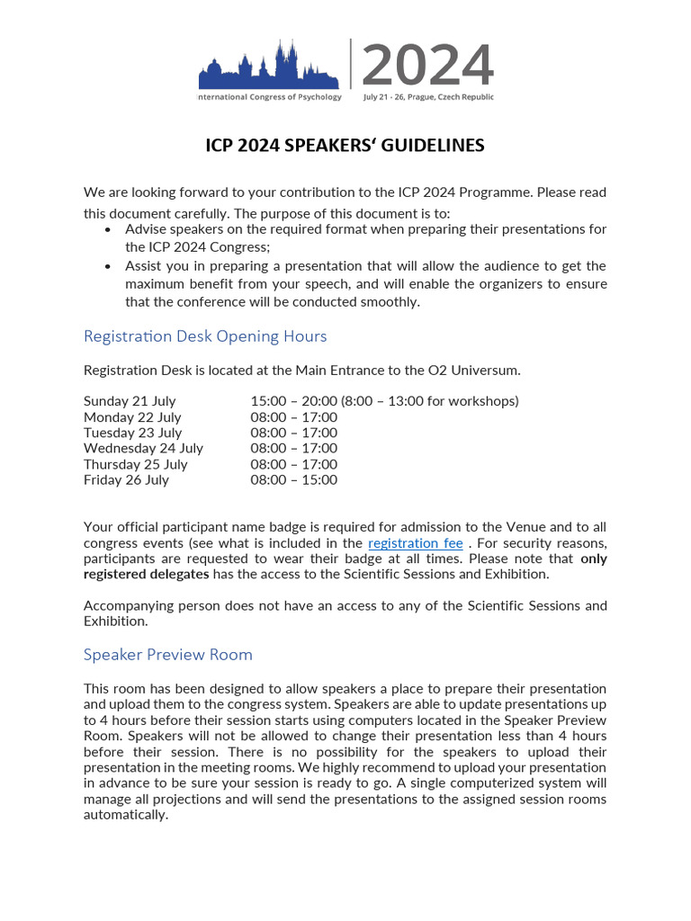 Icp 2024 Speakers Guidelines | PDF | Microsoft Power Point | Computing