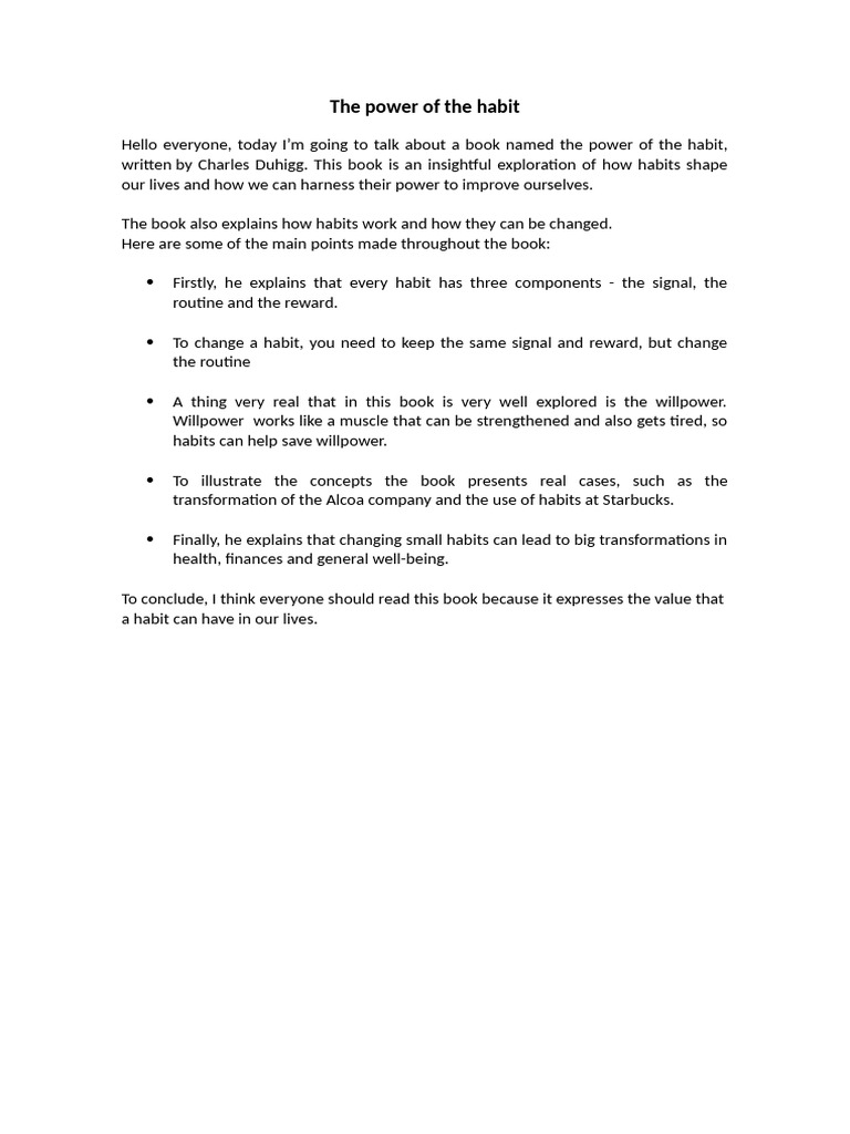 The Power of The Habit | PDF | Self-Improvement