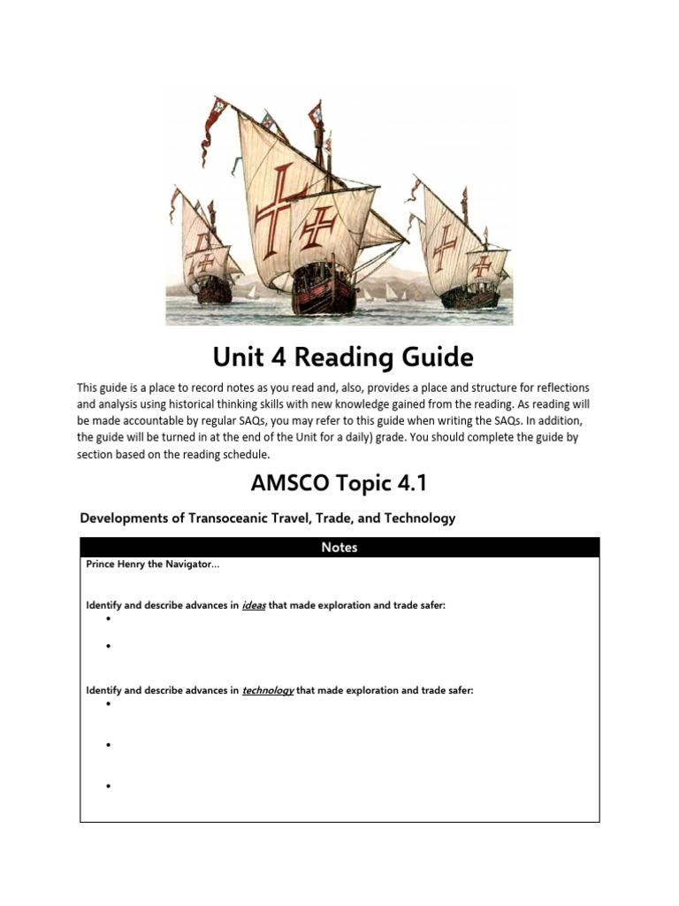 Unit 4 Reading Guide World History | PDF | Slavery | European ...