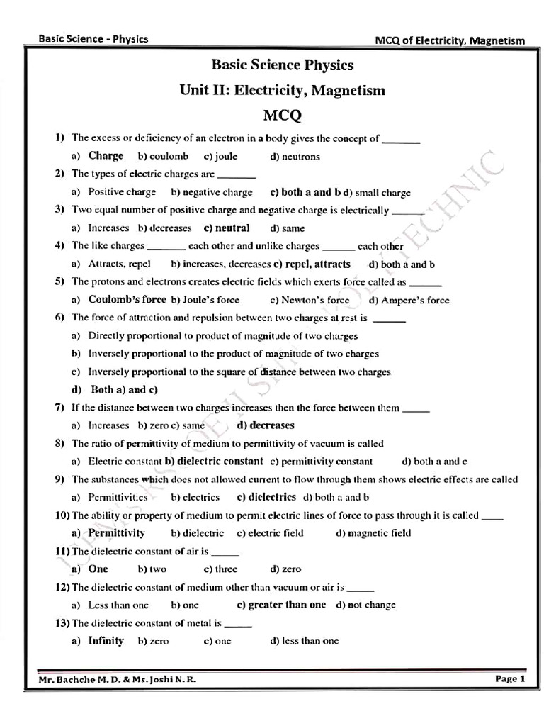 Electricity and Magnetism | PDF