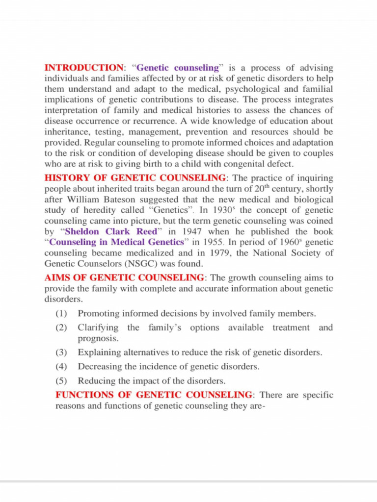 Genetic Counselling | PDF