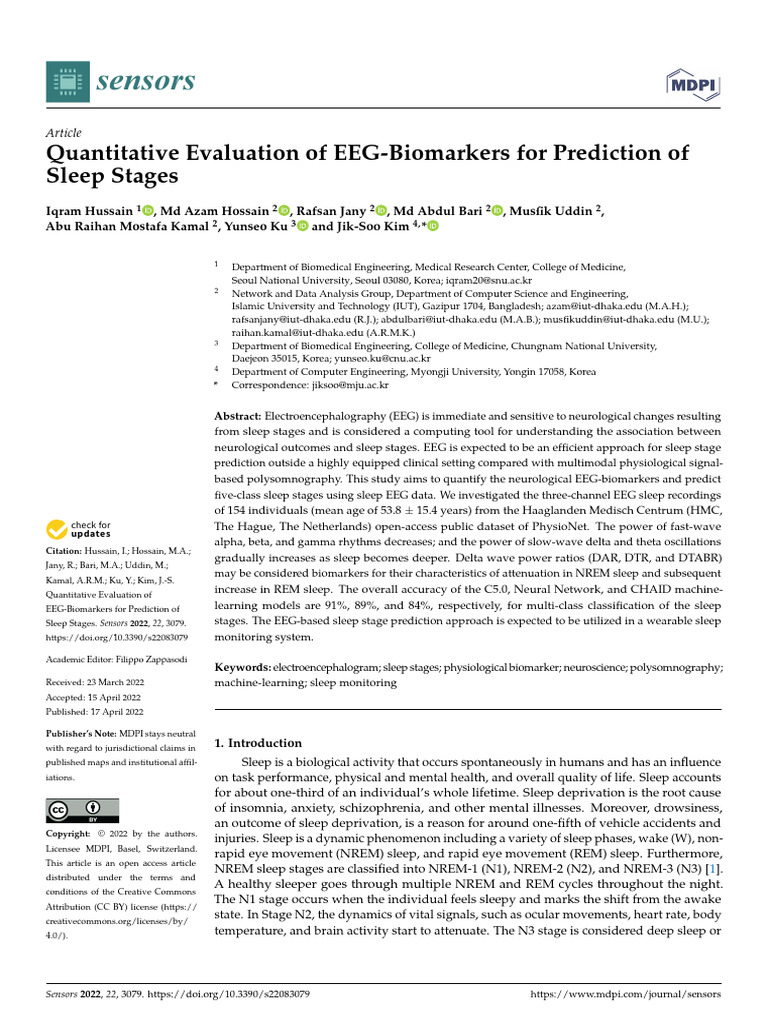Quantitative Evaluation of EEG-Biomarkers For Prediction of Sleep ...