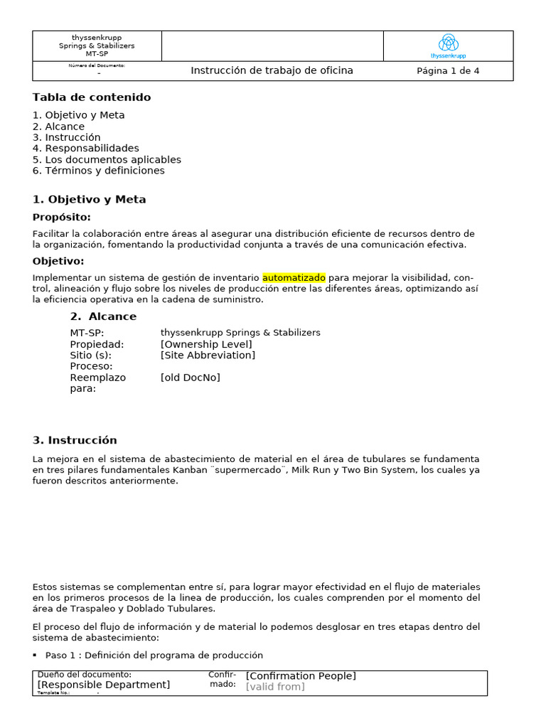 Instrucción de Trabajo (Supermercados) | PDF | Procesos de negocio ...