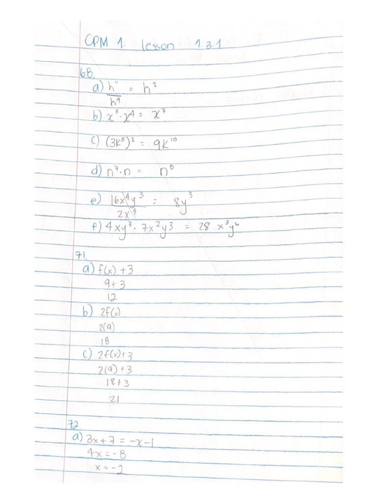 CPM 1 - Lesson 1.3.1 | PDF