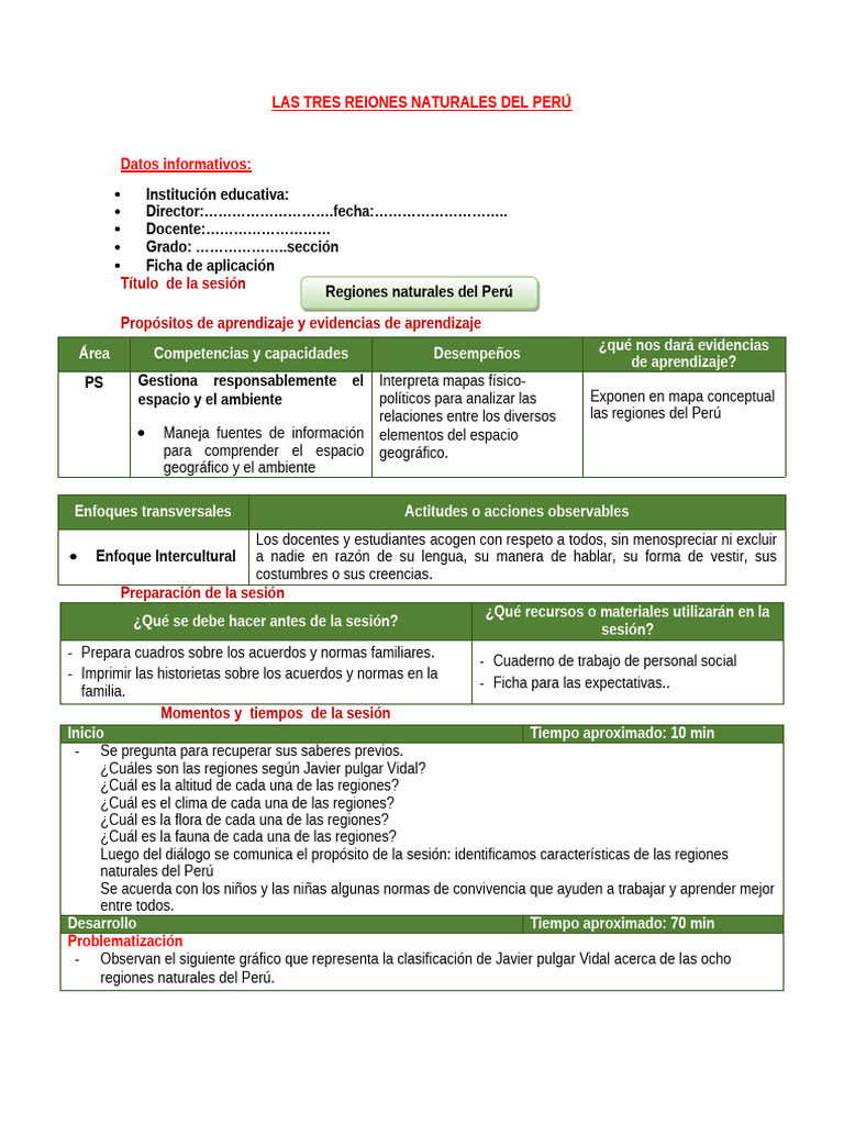 Las Tres Regiones Naturales Del Perú | PDF | Selva