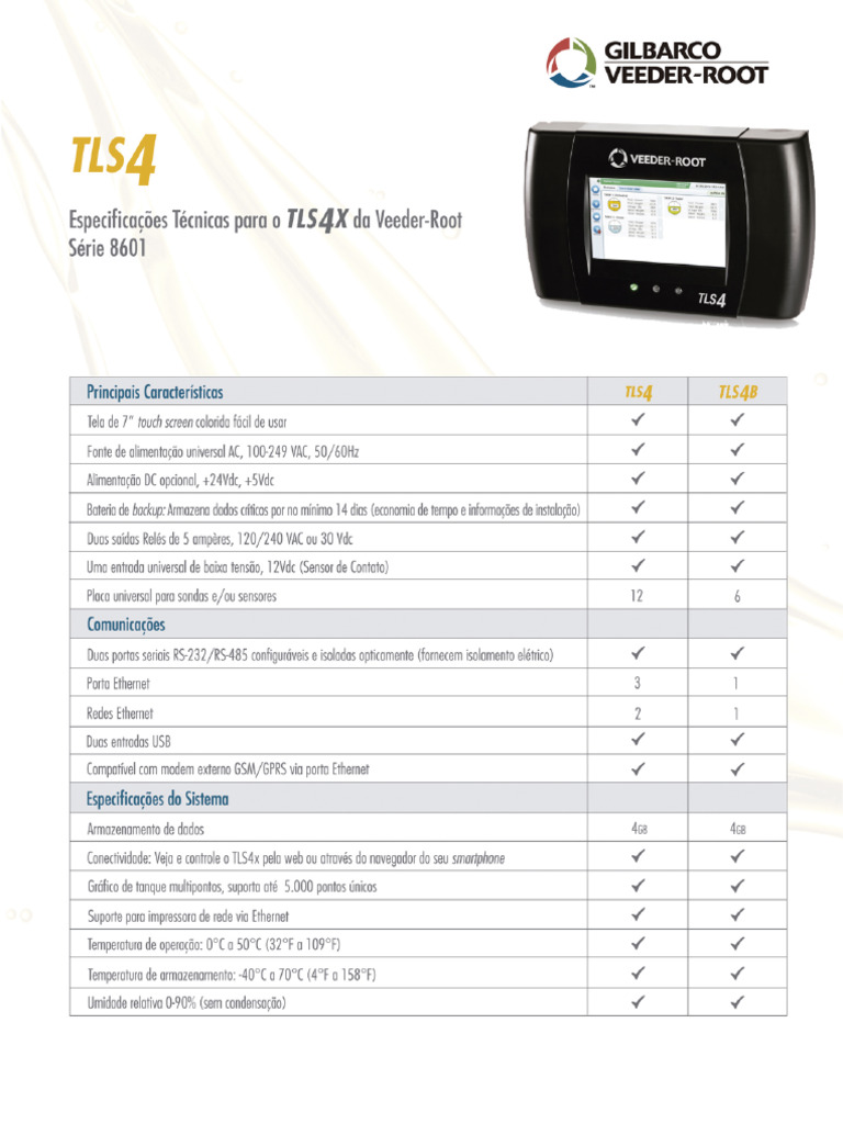 TLS4 Specification - Sheet - PT - Web | PDF
