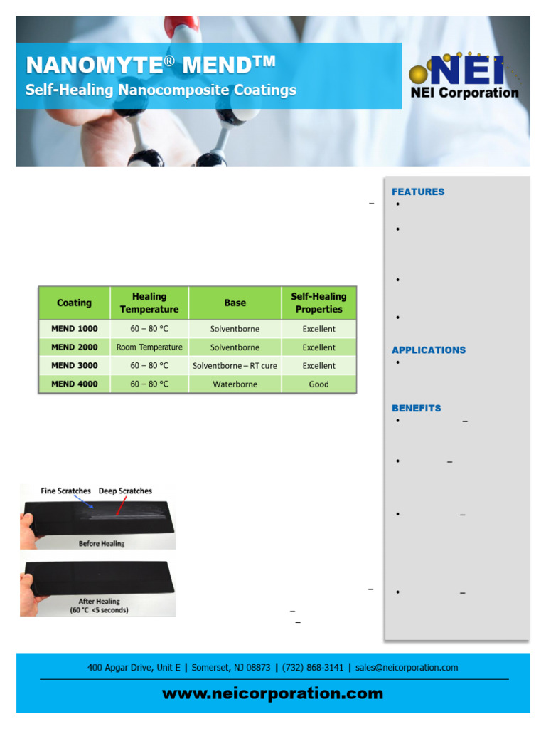 NANOMYTE_MEND_Brochure | PDF | Coating | Secondary Sector Of The Economy