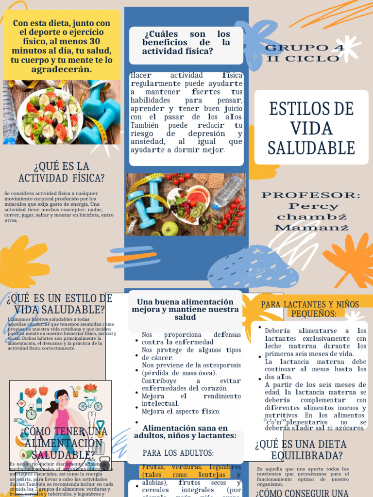 Estilos de Vida Saludable Triptico | PDF | Dieta | Alimentos