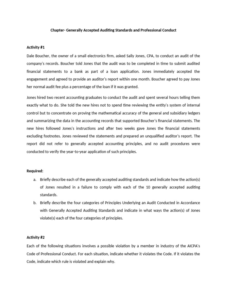 Auditing Standards and Professional Conduct Analysis | PDF | Financial ...